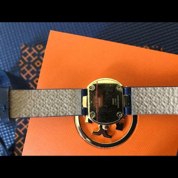 Tory Burch | Accessories | Tory Burch Blue And Gold Lether Watch | Poshmark
